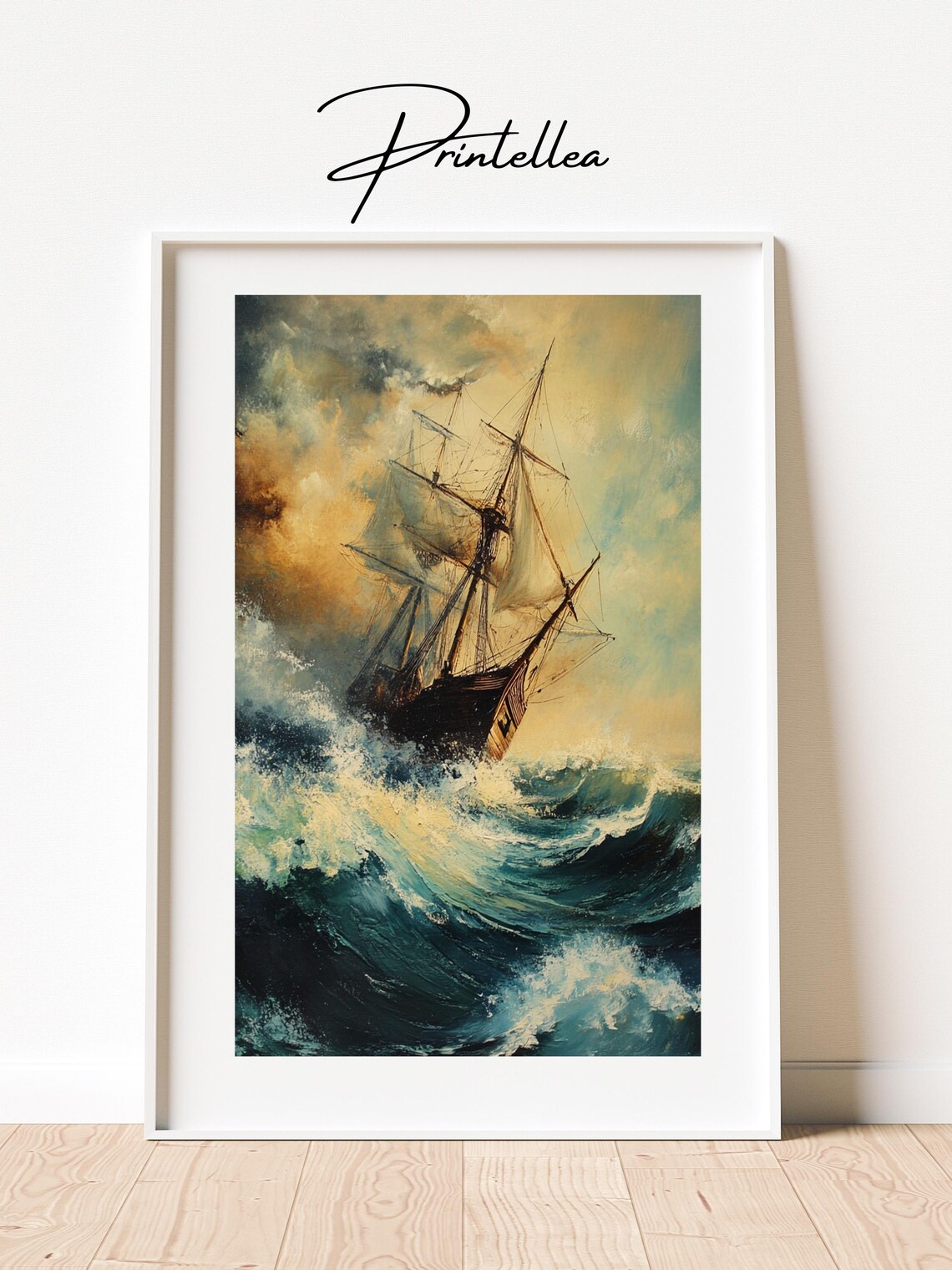 Vintage Sailing Ship Print – Maritime Storm Painting (digital Download ...