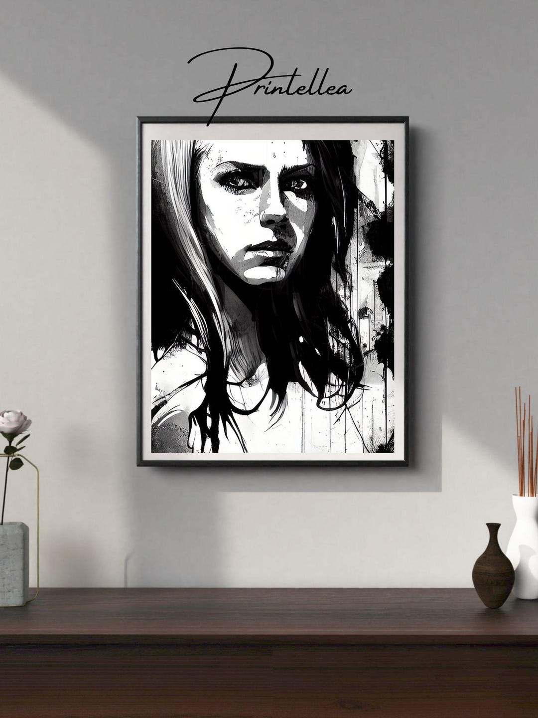 Printable Wall Art | Ink & Isolation – No. 2 | Ink Portrait Digital ...