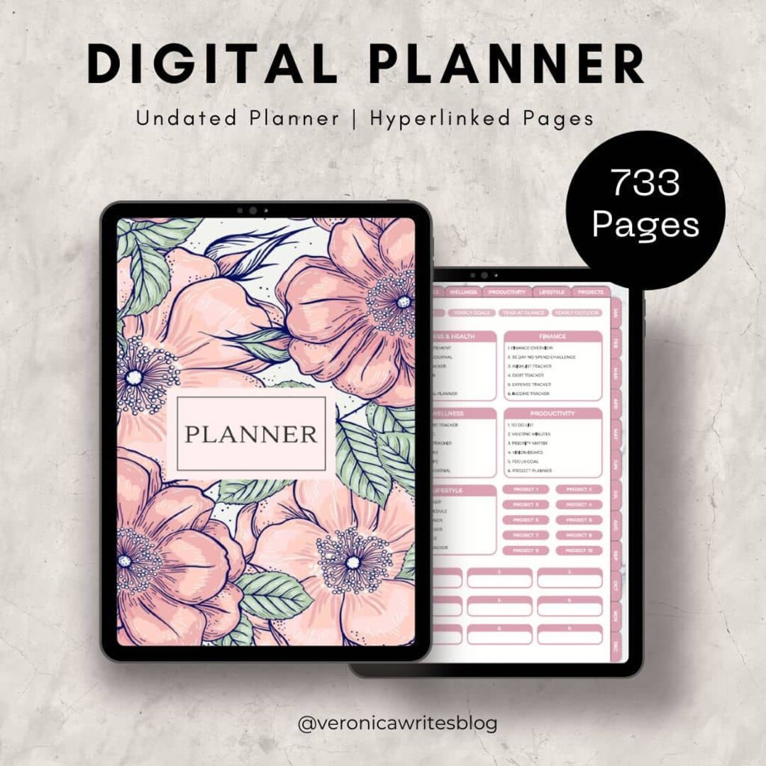 Pink Digital Planner | Undated Digital Planner | All in One Digital ...