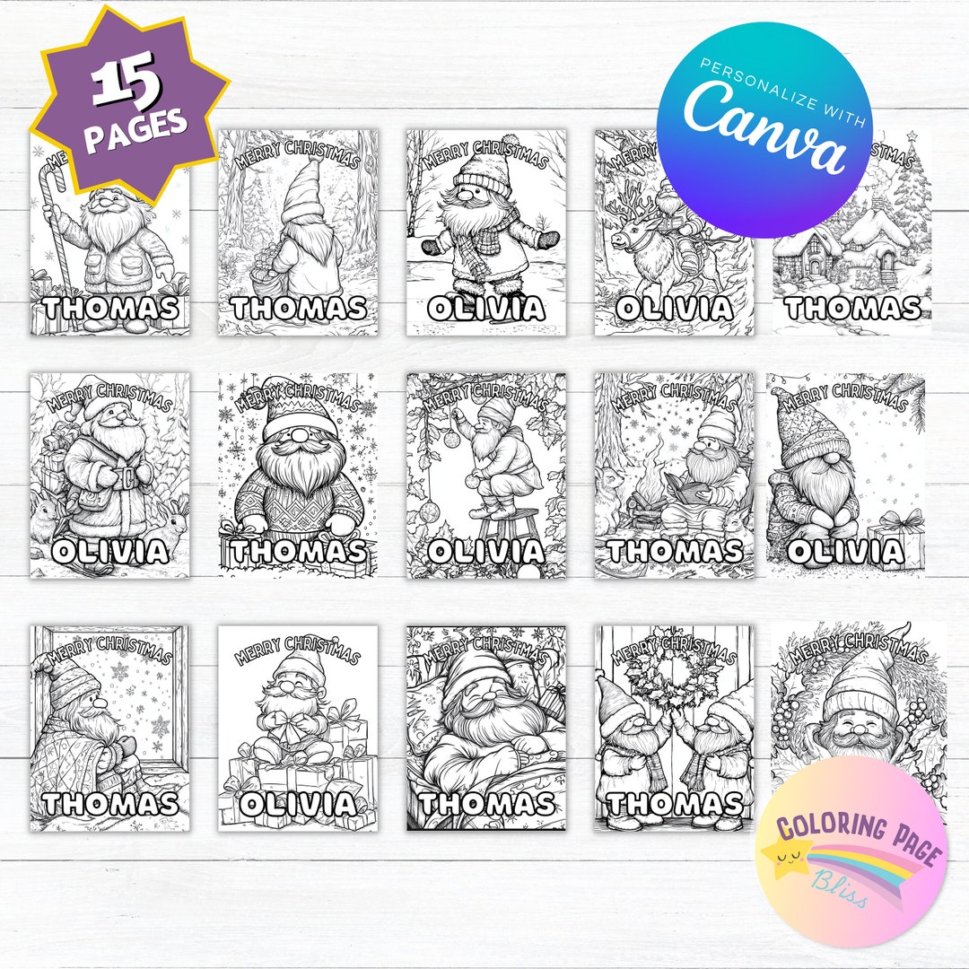 Christmas Gnomes Coloring Pages for Kids, Christmas Printable Activity ...