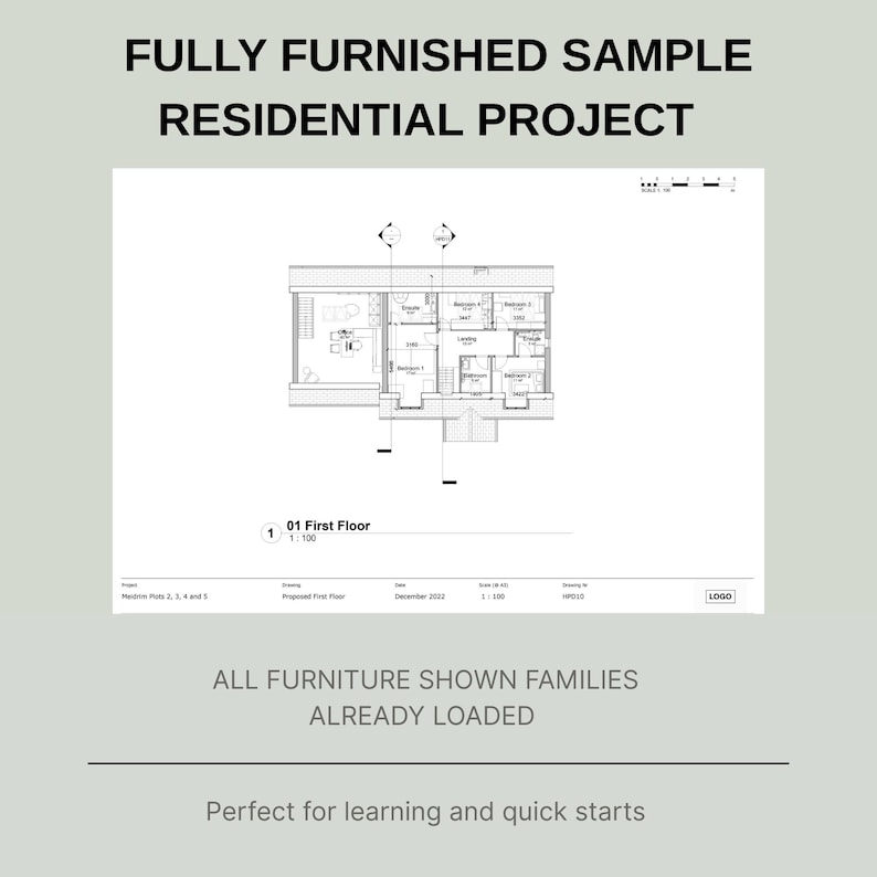 Revit Residential Starter Template With Sample Project, Furniture ...