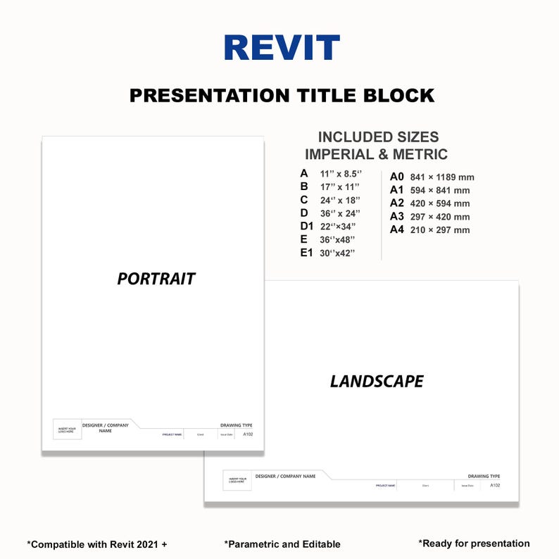 Revit Presentation Title Block Family Template / Label-based / Fully ...
