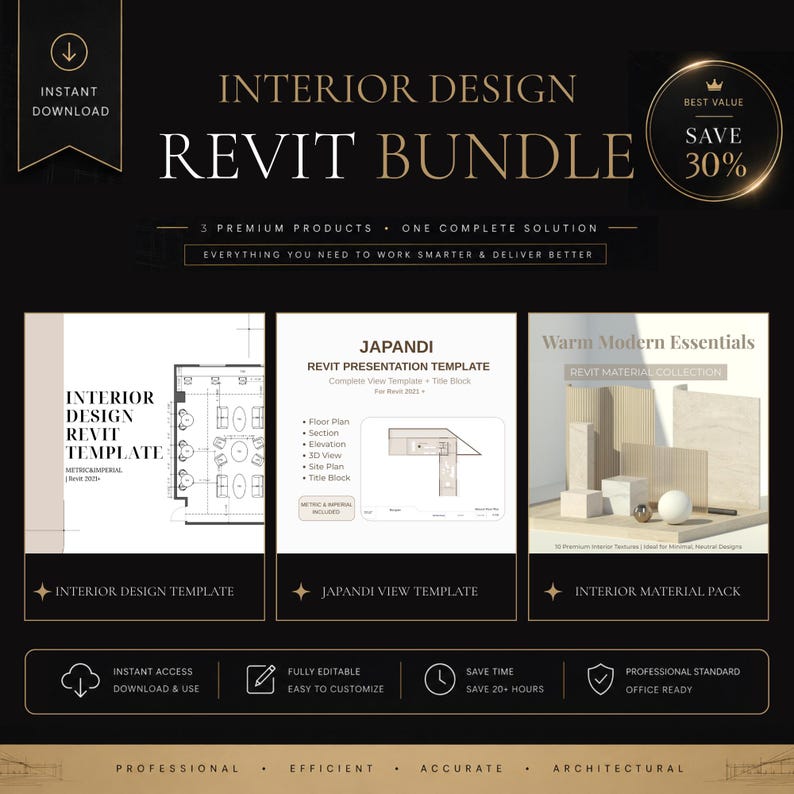 Revit Interior Design Bundle | Japandi, Warm Modern Templates (revit ...