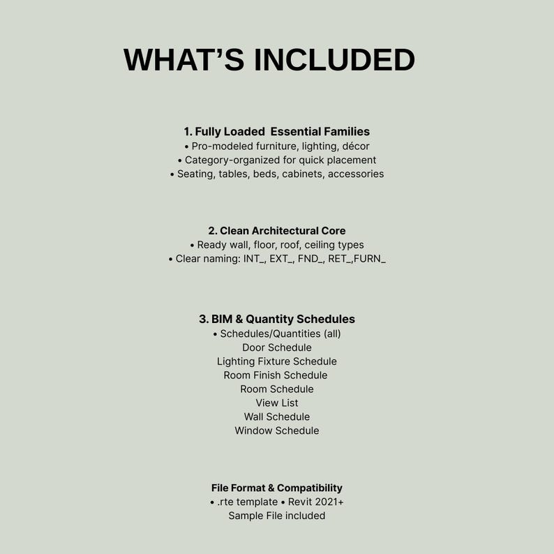Revit Residential Starter Template With Sample Project, Furniture ...