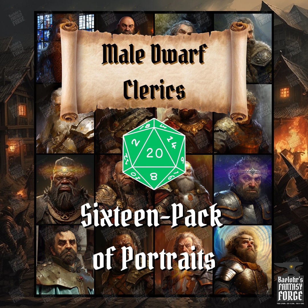 Male Dwarf Cleric Portraits 16-pack 1 Dungeons & Dragons - Etsy