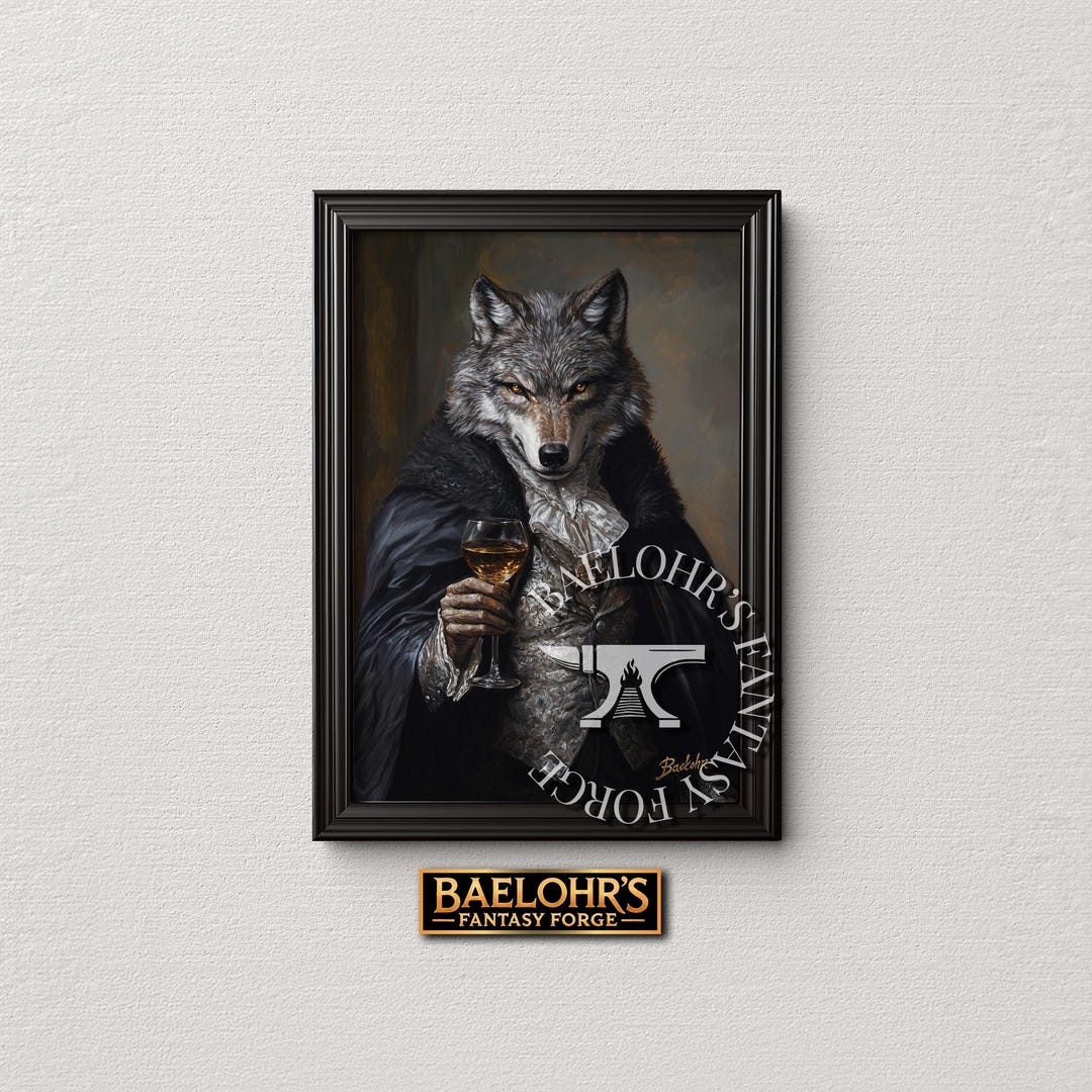 Noble Gray Wolf Lord Printable Art - Gothic Anthropomorphic Wolf ...