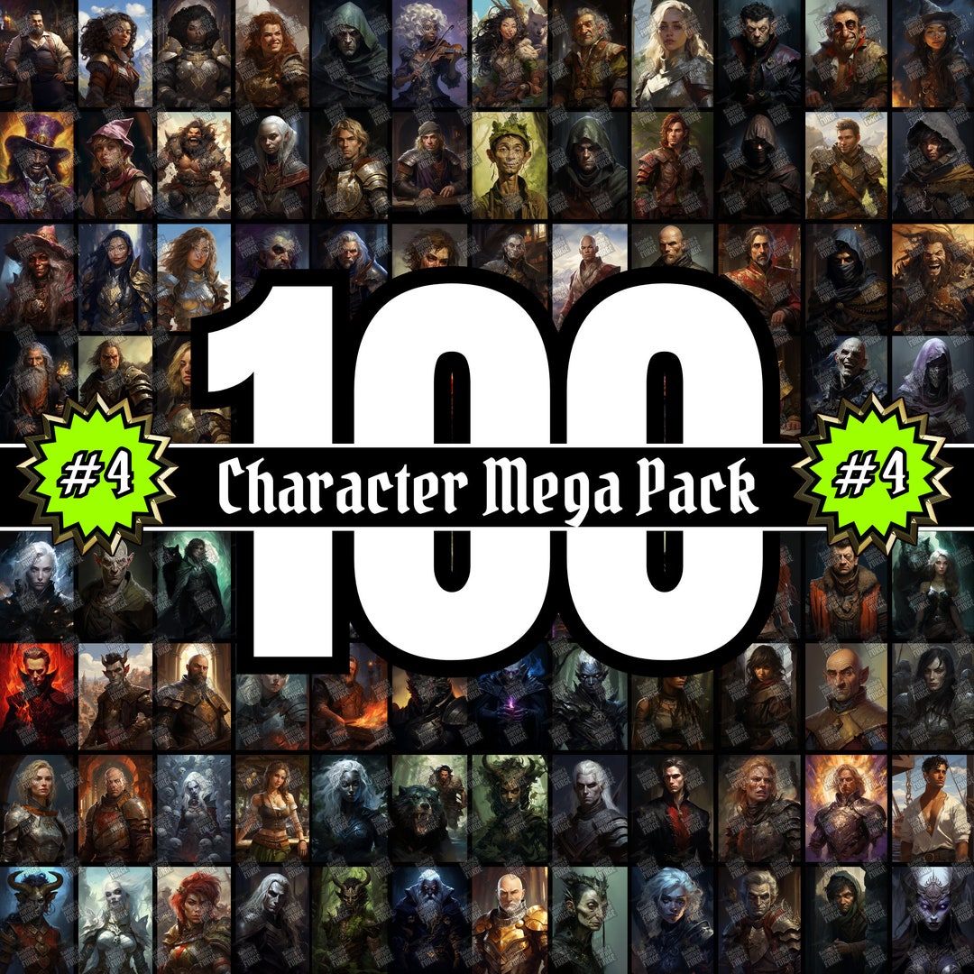 100 Various NPC Portrait Mega Pack 4, Dungeons & Dragons Dnd ...