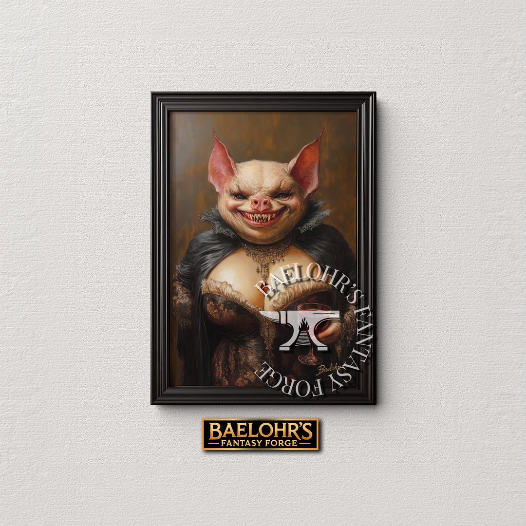 Wicked Vampire Bat Duchess Printable Art - Gothic Anthropomorphic Bat ...