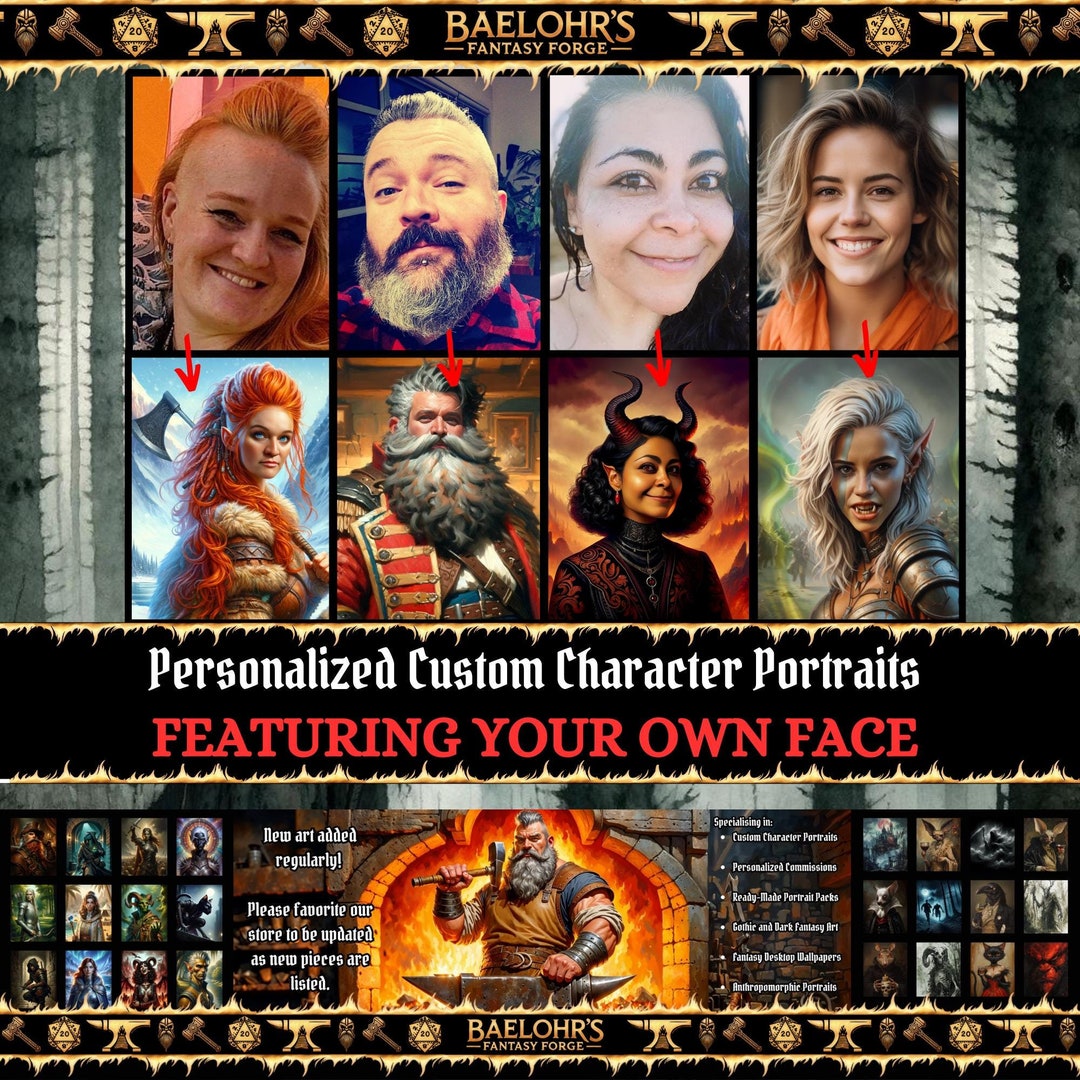 Personalized Face Custom Character Portrait Commission | RPG Game ...