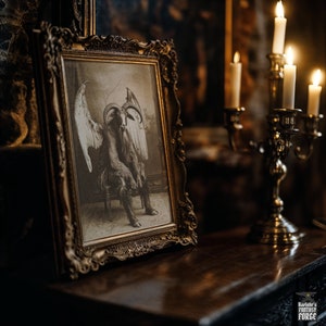 Vintage Photograph of Baphomet, Devil Goat Portrait, Gothic Horror ...
