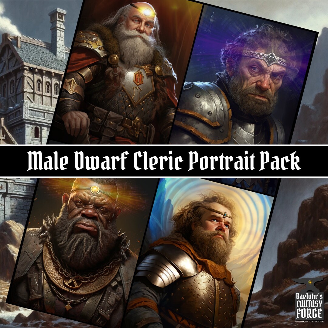 Male Dwarf Cleric Portraits | 16-pack #1 | Dungeons & Dragons Dnd ...