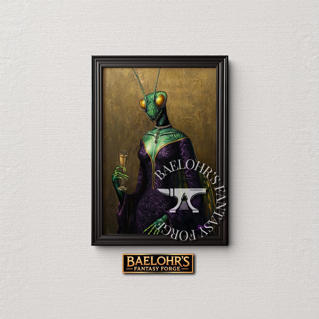 Praying Mantis Portrait Print, Vintage Style Printable, Victorian ...