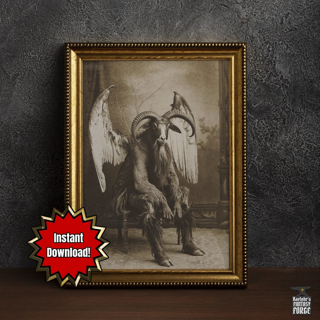 Vintage Photograph of Baphomet, Devil Goat Portrait, Gothic Horror ...