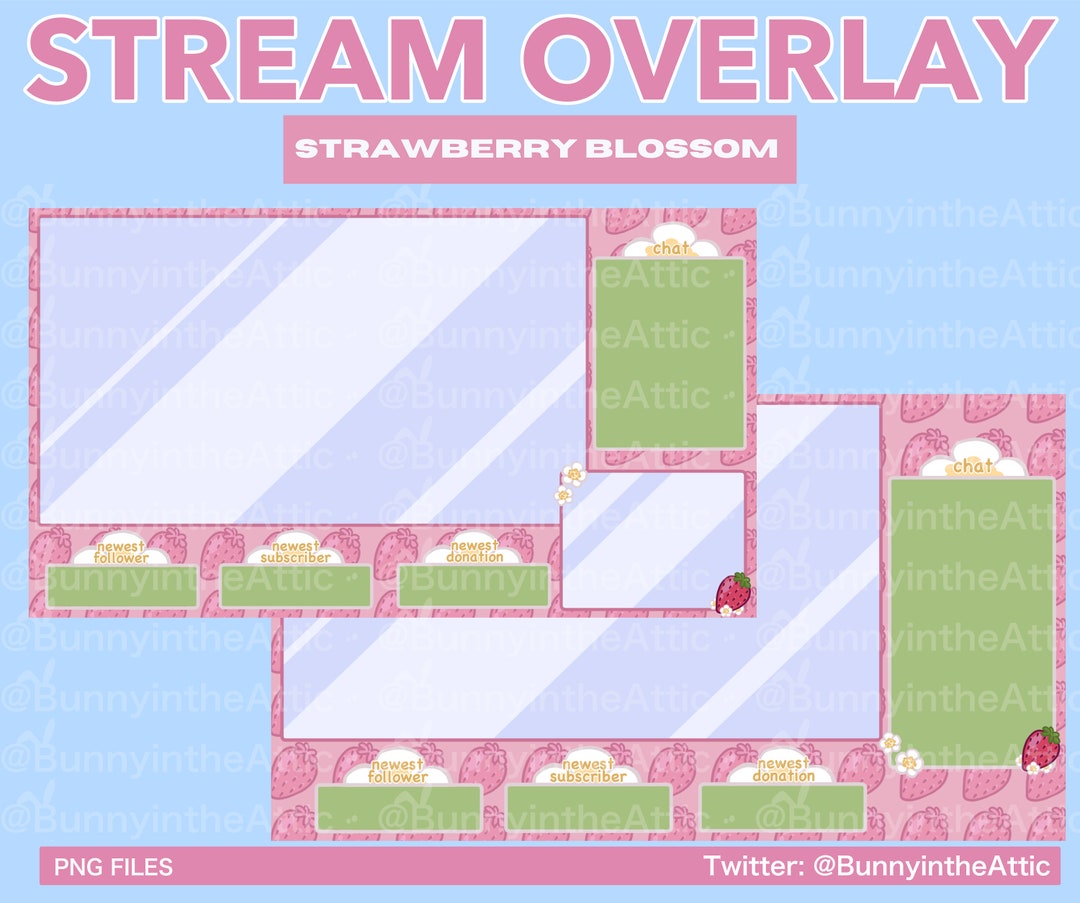 Cute Strawberry Blossom Stream Overlay for Twitch, Youtube || Starting ...