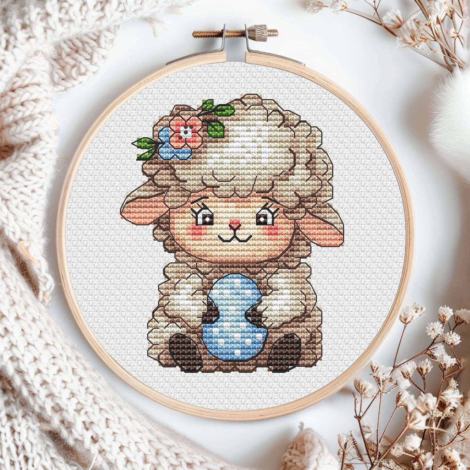 Cute Easter Lamb Cross Stitch Pattern Digital Cross Stitch Pattern ...