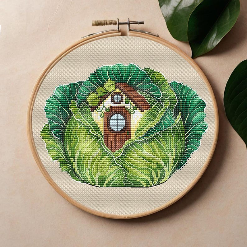 Cross Stitch Pattern Cabbage House Digital Embroidery Chart Instant PDF ...