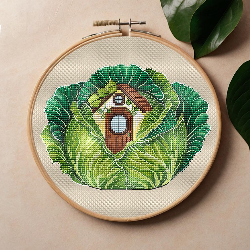 Cross Stitch Pattern Cabbage House Digital Embroidery Chart Instant PDF ...