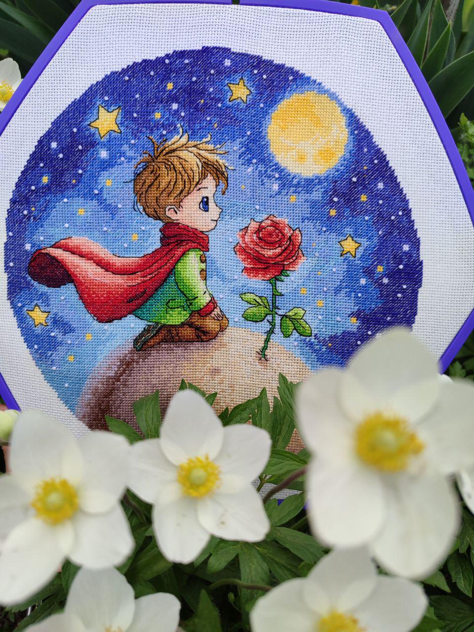 Digital Сross Stitch Pattern Little Prince With Rose Digital Embroidery ...