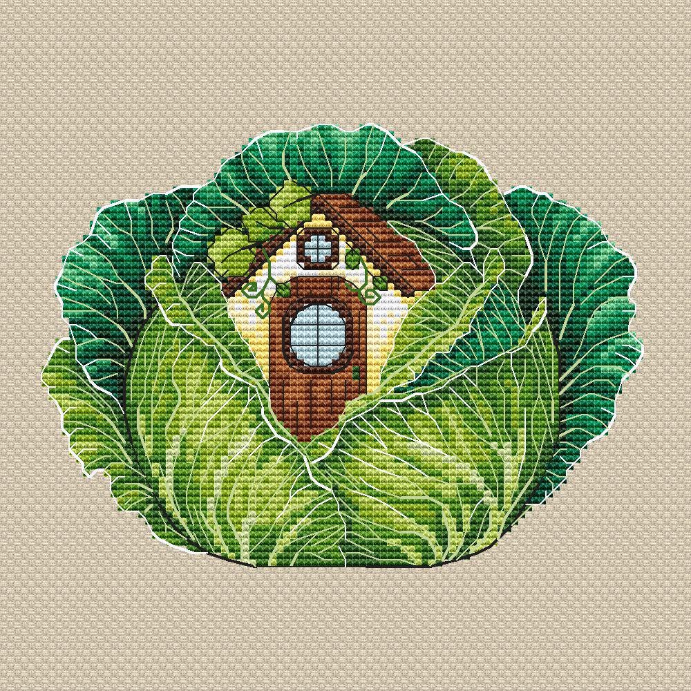 Cross Stitch Pattern Cabbage House Digital Embroidery Chart Instant PDF ...
