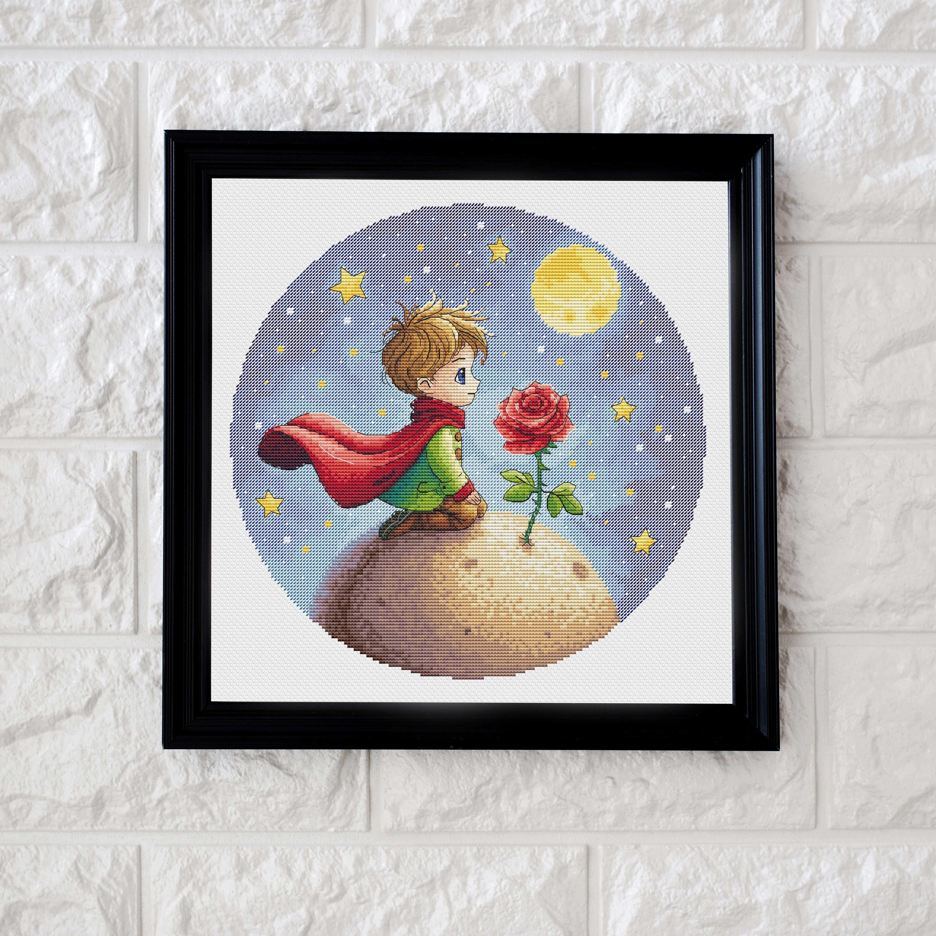 Digital Сross Stitch Pattern Little Prince With Rose Digital Embroidery ...
