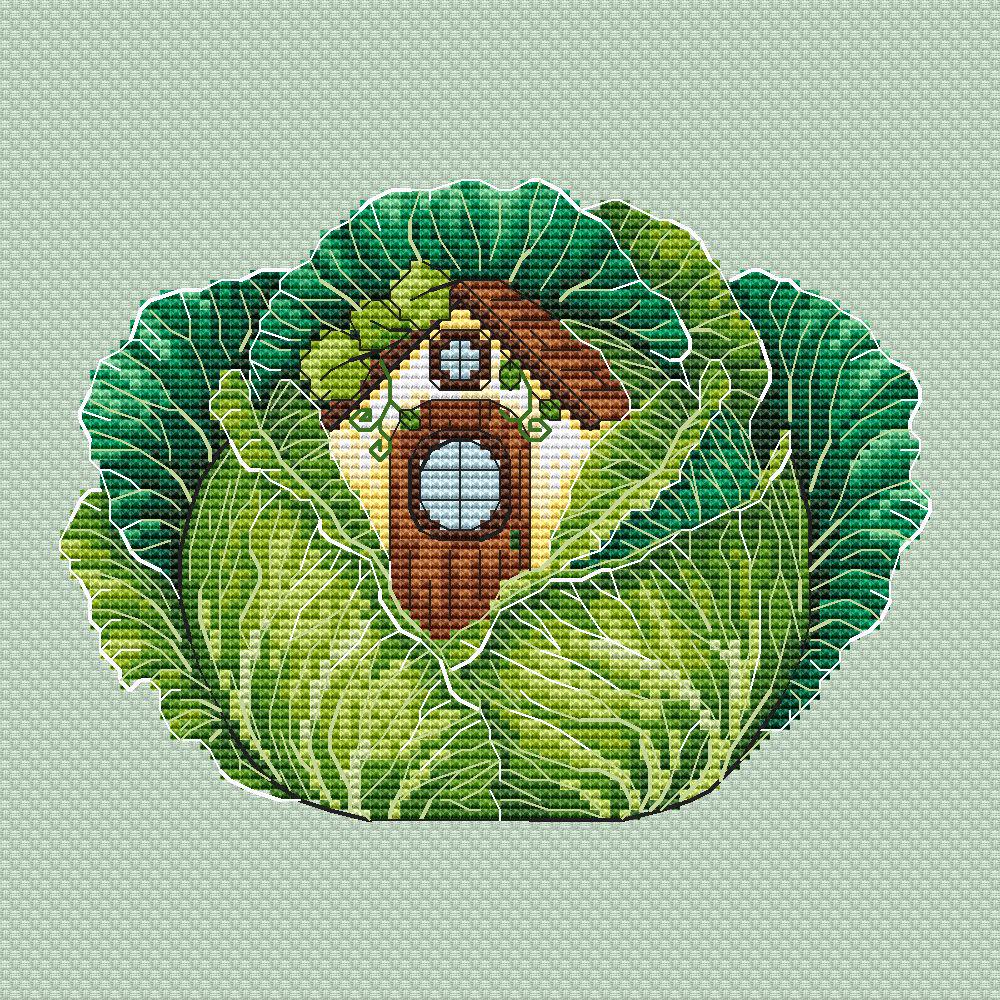 Cross Stitch Pattern Cabbage House Digital Embroidery Chart Instant PDF ...