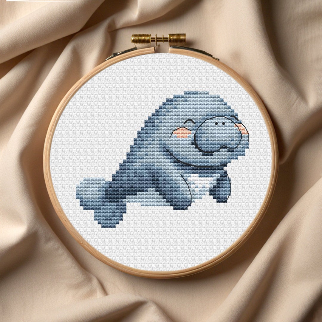 Cross Stitch Pattern Manatee -digital Cross Stitch Chart for Creating Cross Stitch Embroidery ...