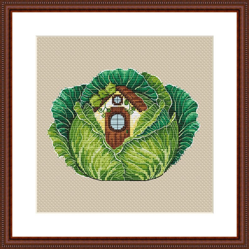 Cross Stitch Pattern Cabbage House Digital Embroidery Chart Instant PDF ...