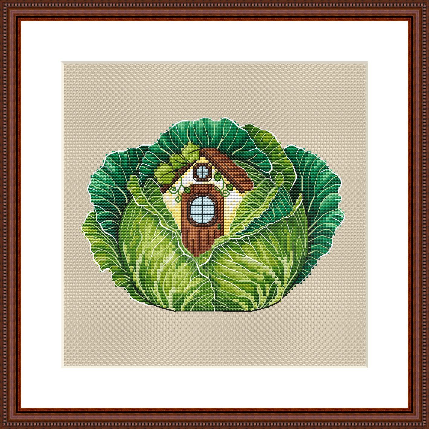 Cross Stitch Pattern Cabbage House Digital Embroidery Chart Instant PDF ...