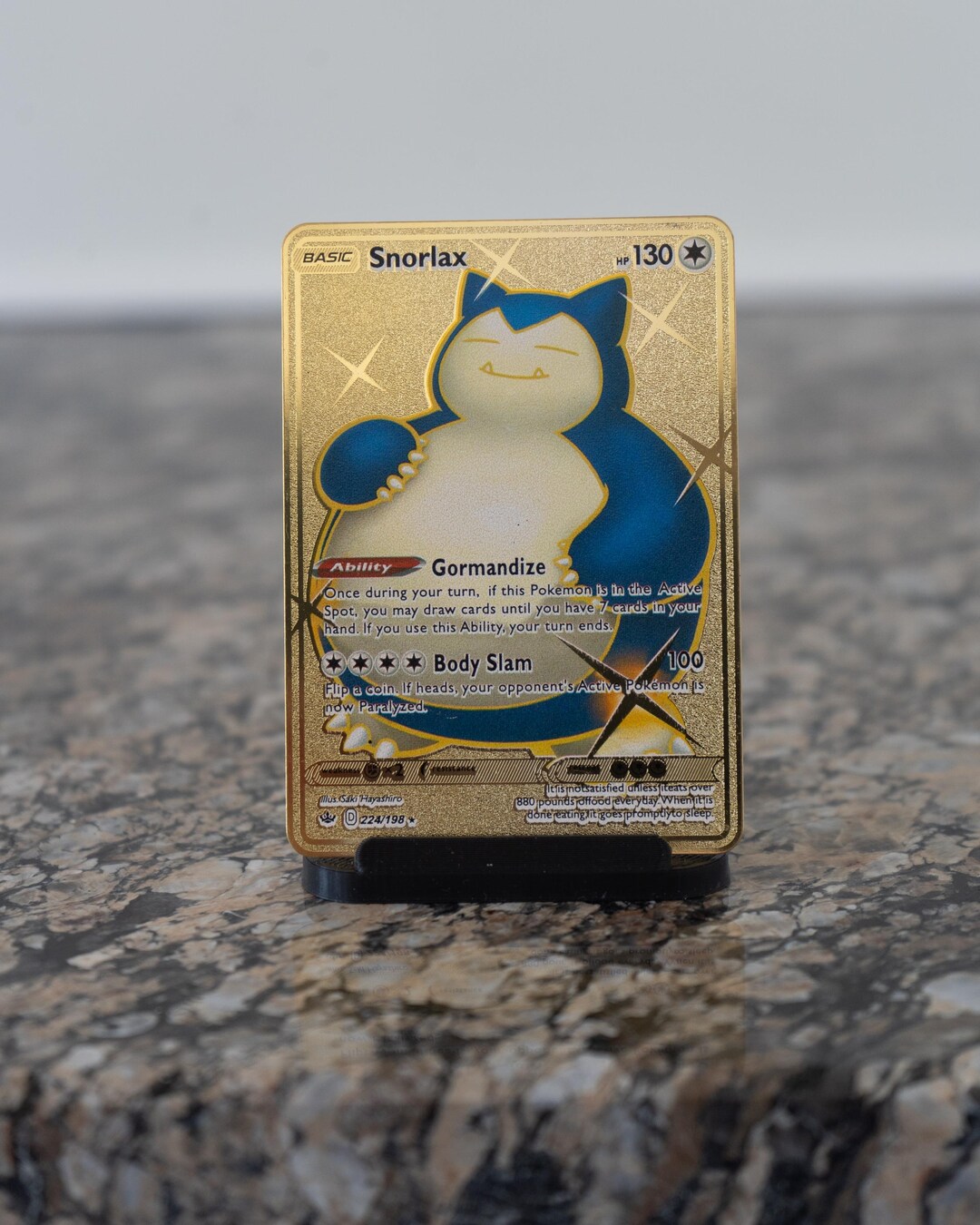 Custom Pokemoncard Snorlax 224/198 Gold Metal Heavy Stainless Steel ...