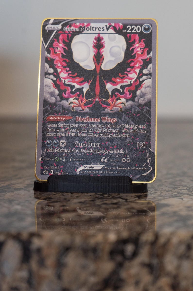 Custom Pokemoncard Galarian Moltres V 177/198 Gold Metal Heavy ...