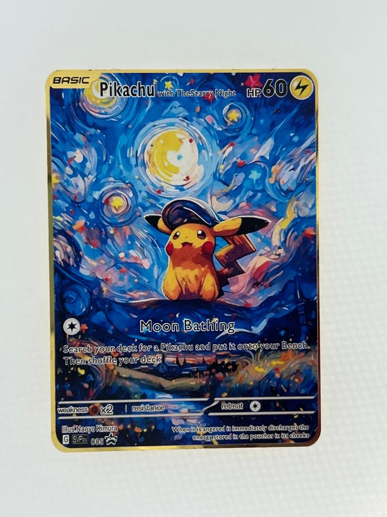 Custom Pokemoncard Pikachu With the Starry Night Gold Metal Heavy ...
