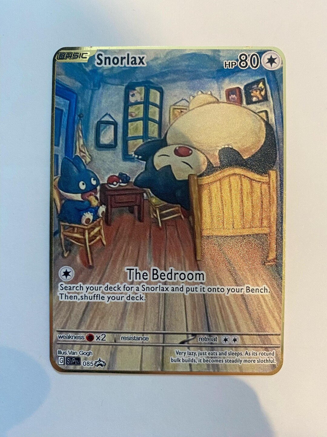 Custom Pokemoncard Snorlax SVP085 Sleeping Gold Metal Heavy Stainless ...