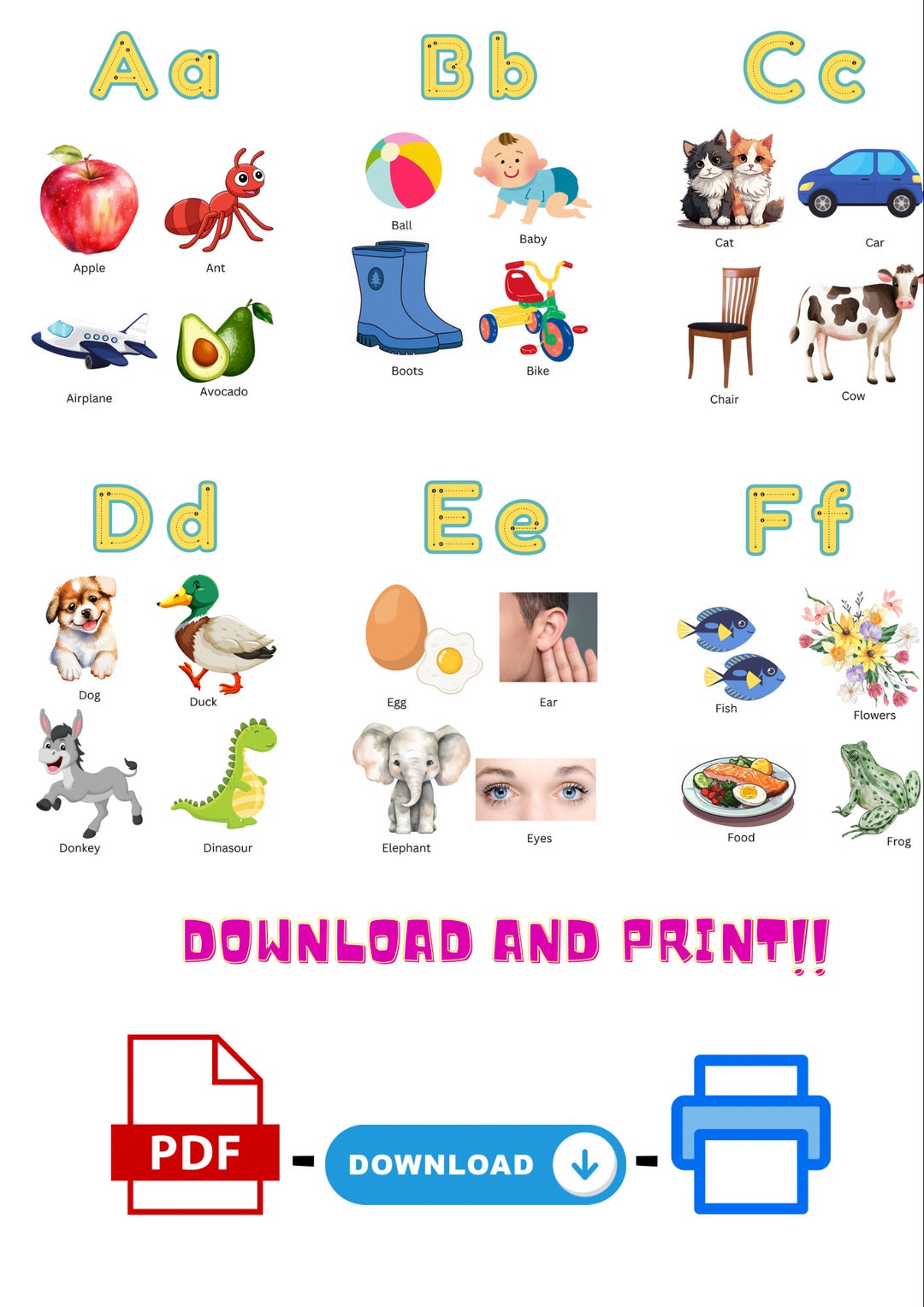 PDF Alphabet Chart Kids Learning Learning ABC - Etsy