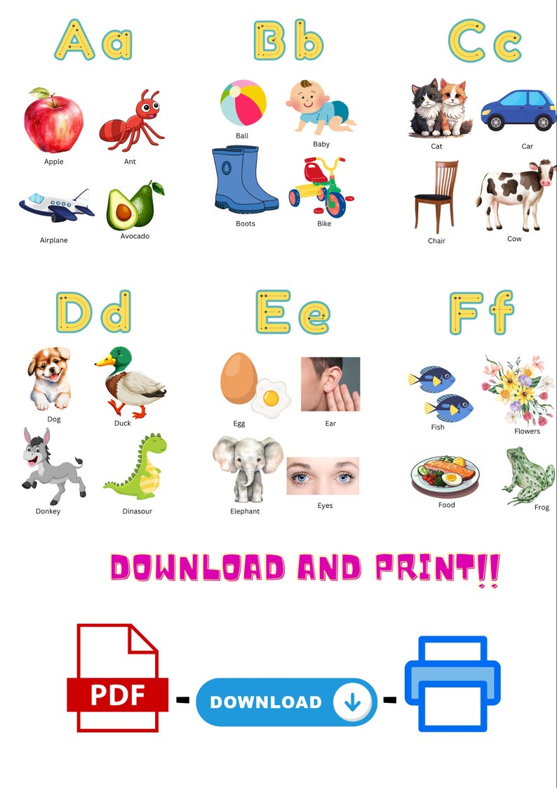 PDF Alphabet Chart Kids Learning Learning ABC - Etsy