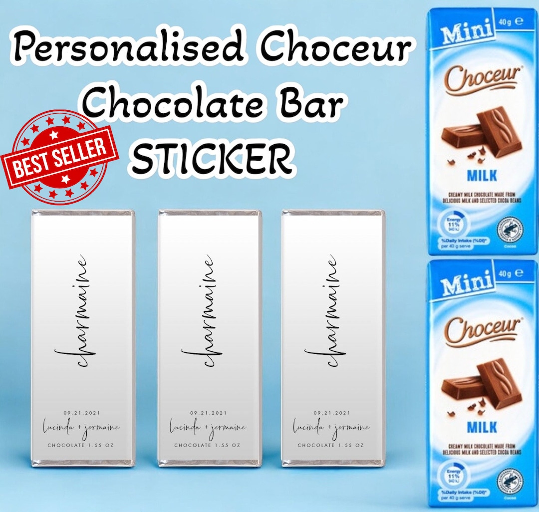 Chocolate Bar STICKER Personalised Logo Sticker Chocolate Bar Party ...