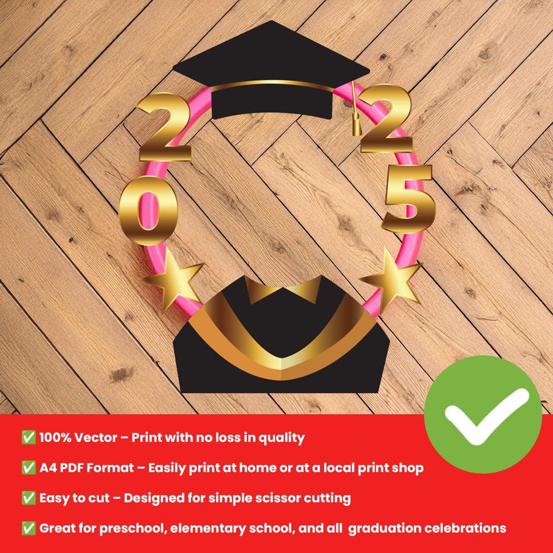 Graduation 2025 Photo Booth Props, Printable PDF, Cap Gown Stars ...