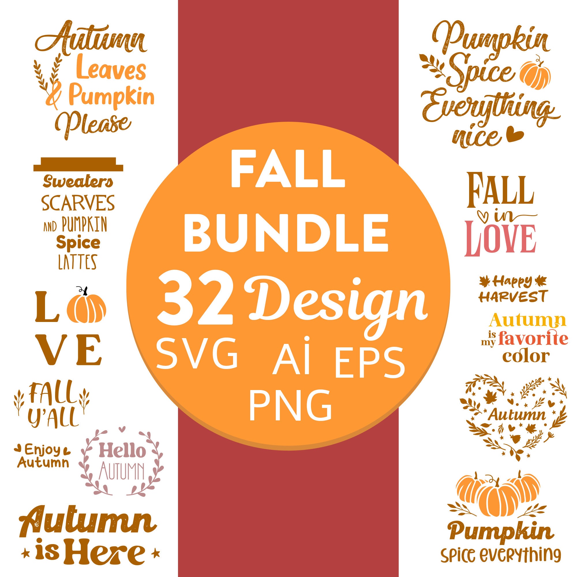 Fall SVG Fall Bundle Fall PNG Bundle Autumn Svg Fall Designs Autumn ...