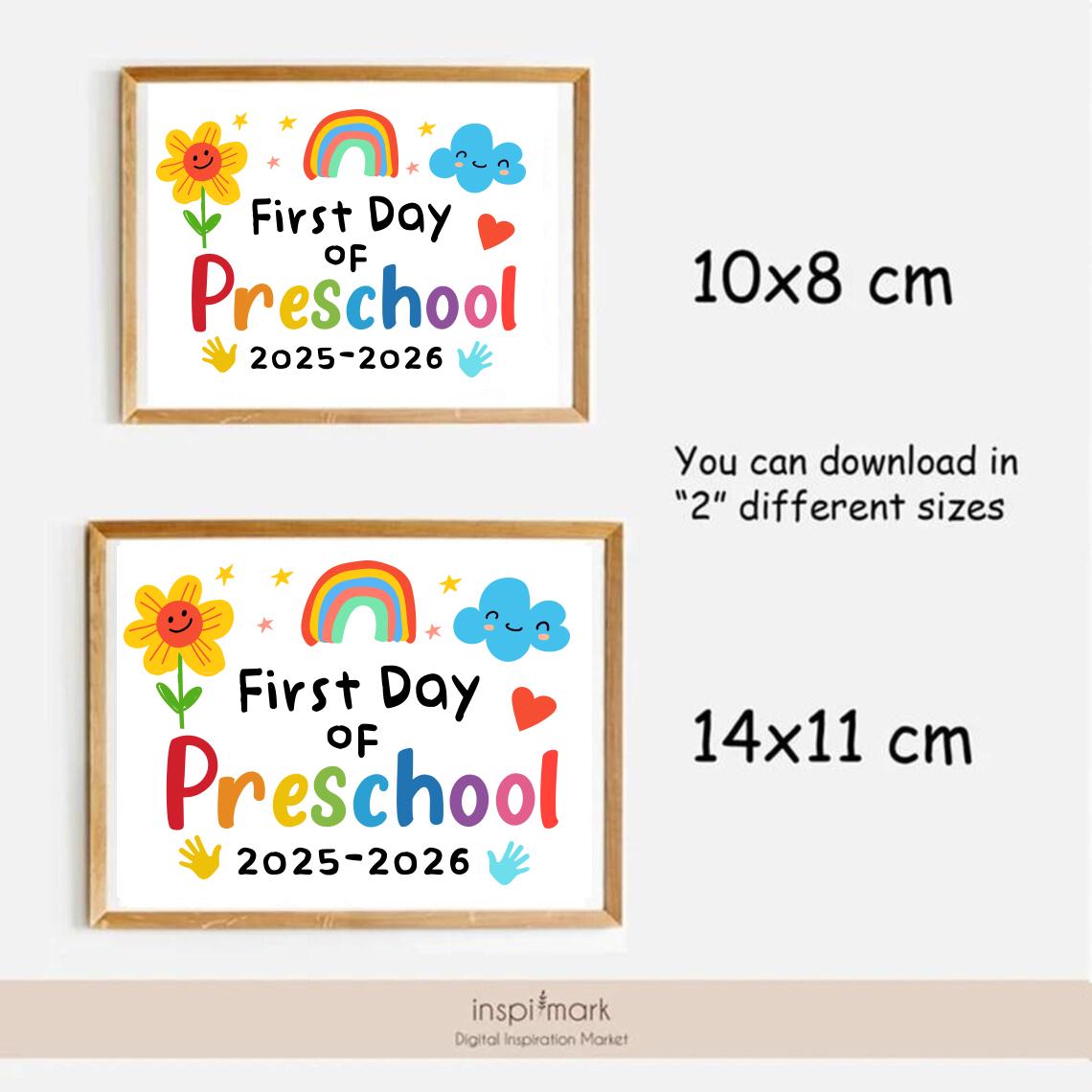 First Day of Preschool, Back to School Sign, Printable for First Day ...