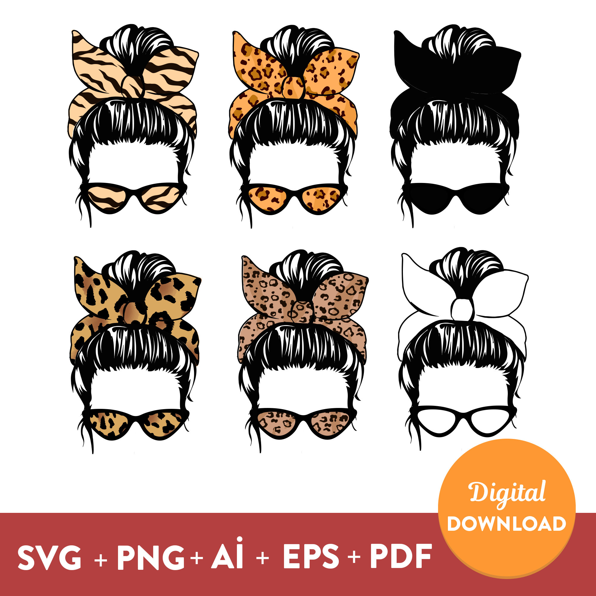 Messy Bun Bundle Svg Mom Life Svg Mom Skull Svg Mom Life - Etsy