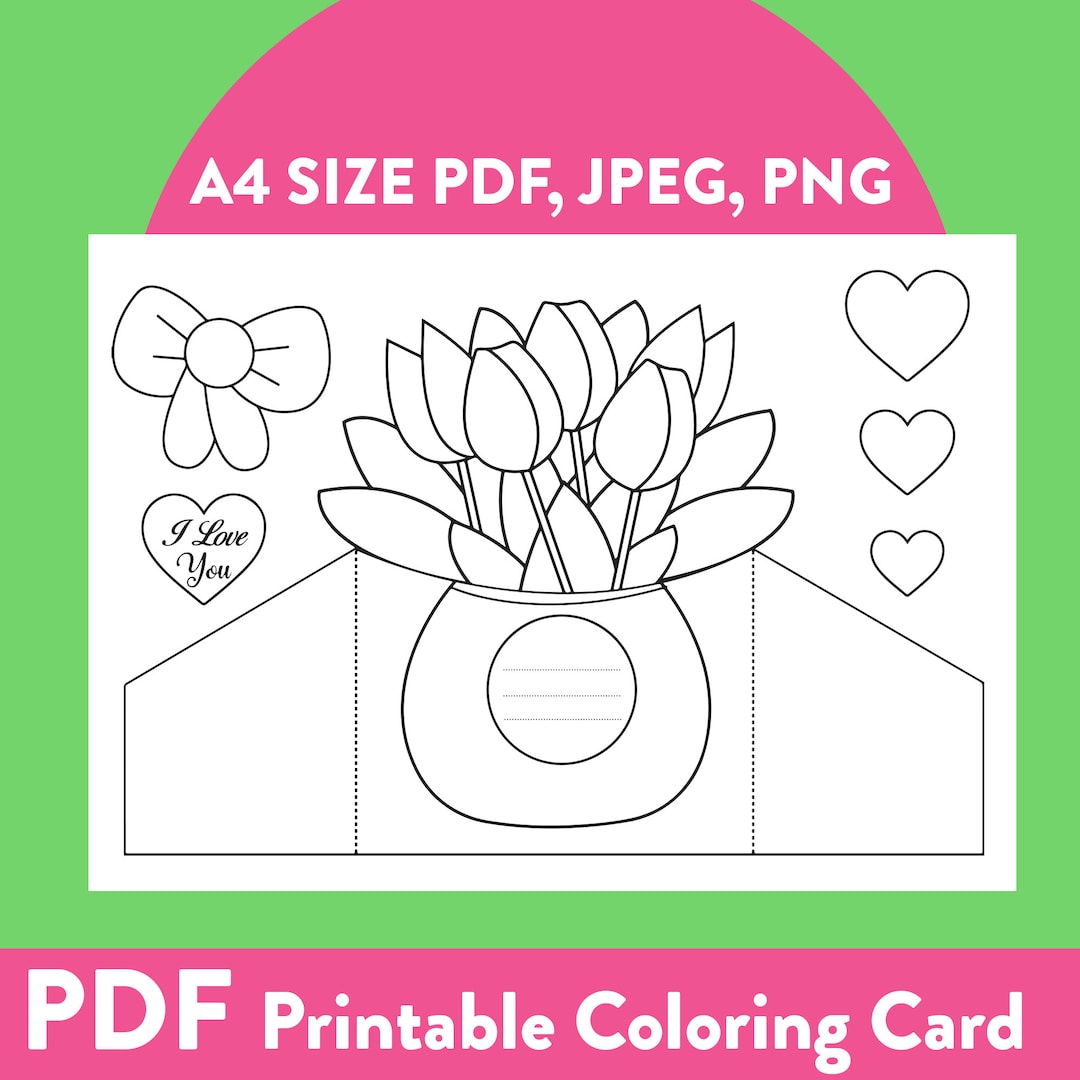 Printable Foldable Mother's Day Coloring Card, Mothering Sunday Mother ...