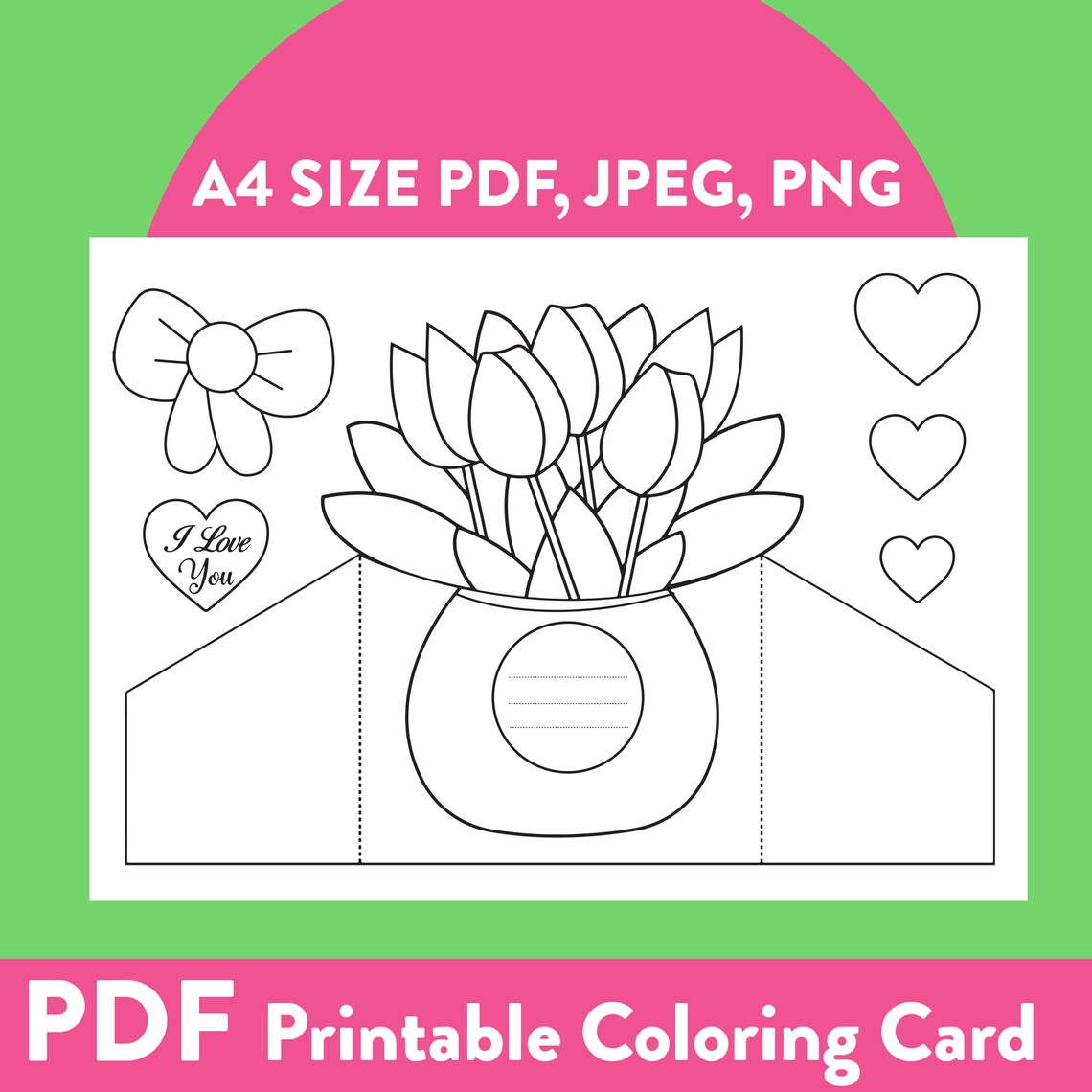 Printable Foldable Mother's Day Coloring Card, Mothering Sunday Mothers ...