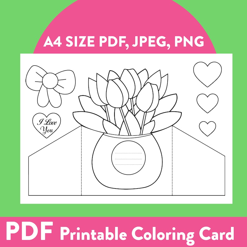 Printable Foldable Mother's Day Coloring Card, Mothering Sunday Mother ...