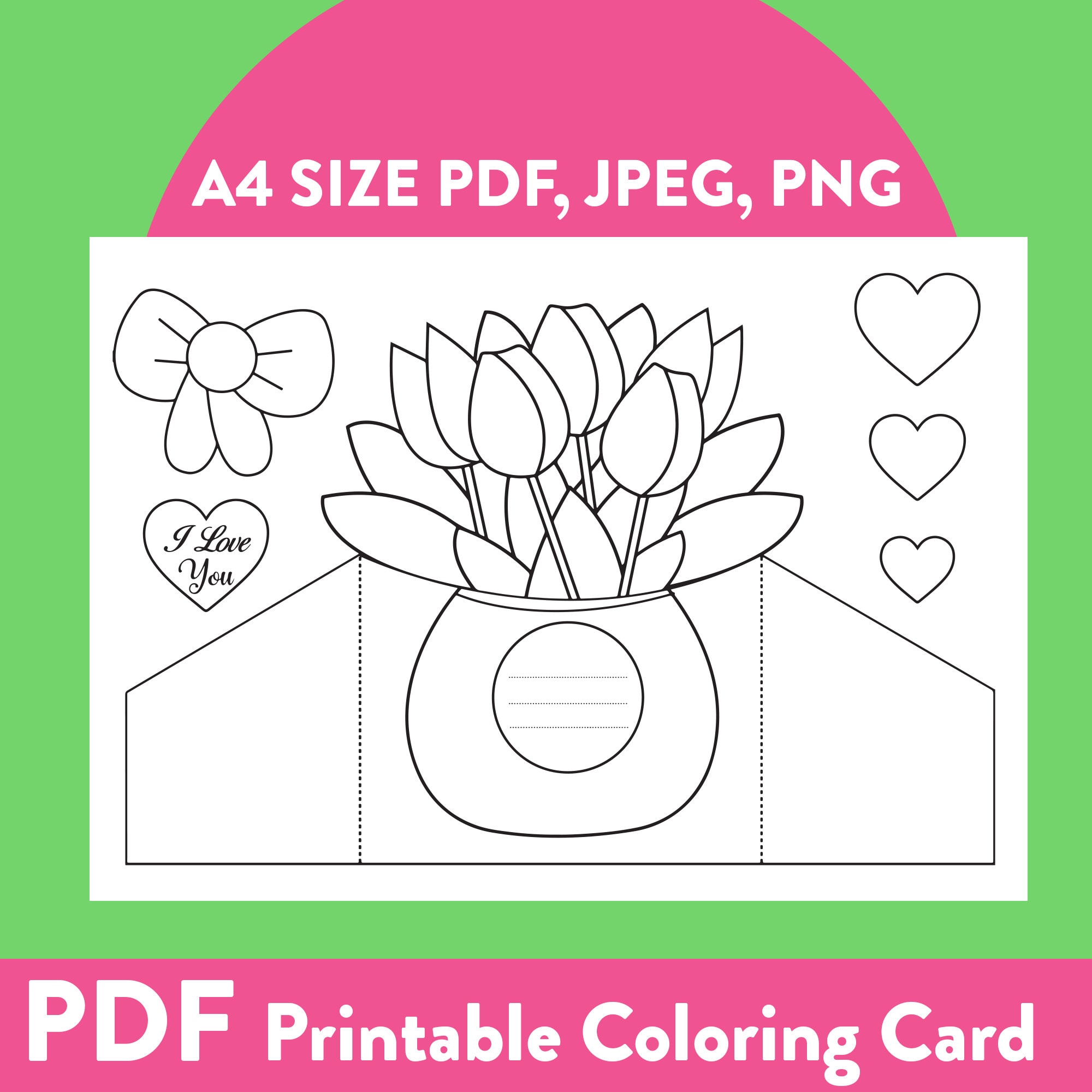 Printable Foldable Mother's Day Coloring Card, Mothering Sunday Mothers ...