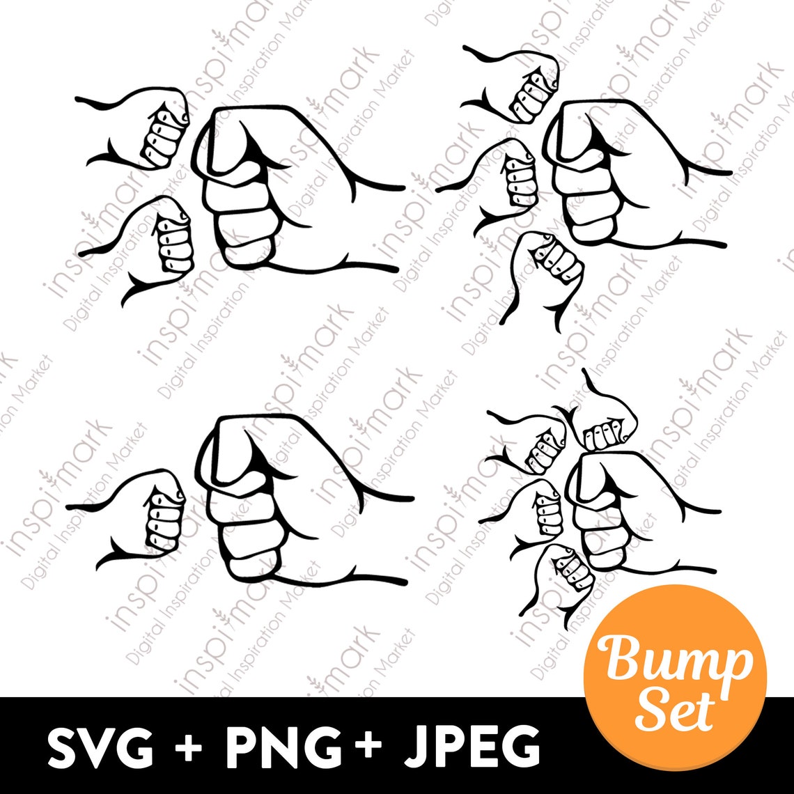 Father's Day Fist Bump Set, Fist Bump SVG, Family Svg Bundle, Family ...