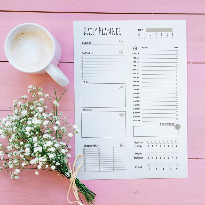 Printable Daily Planner, Minimalist Planner, Daily to Do List, Work ...