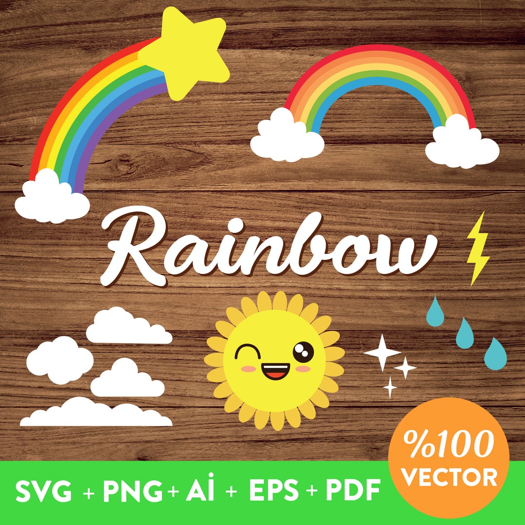 Rainbow Svg Bundle, Cloud Svg, Sun Svg, Cut File, Kids Svg, Baby Svg ...