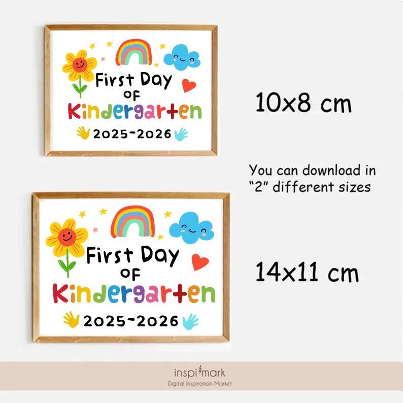 First Day of Kindergarten, Back to School Sign, Printable for First Day ...