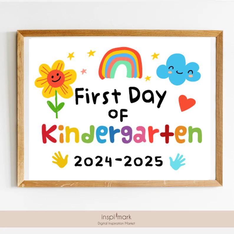First Day of Kindergarten, Back to School Sign, Printable for First Day ...