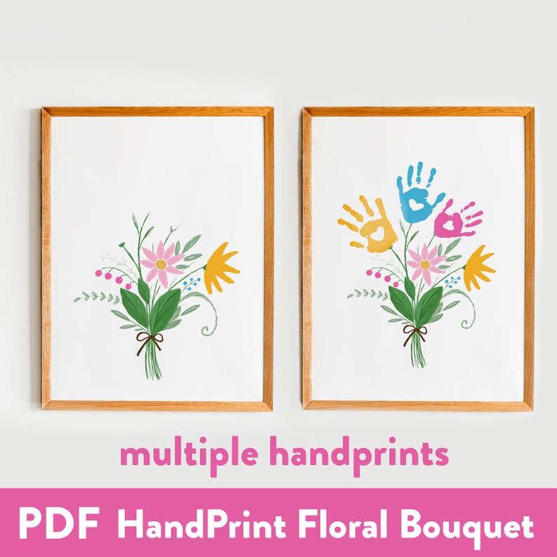 Mothers Day Flower Handprint Art, Handprint Floral Bouquet, Craft for ...