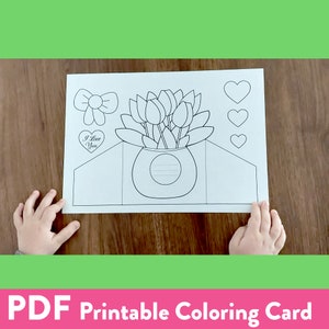 Printable Foldable Mother's Day Coloring Card, Mothering Sunday Mother ...